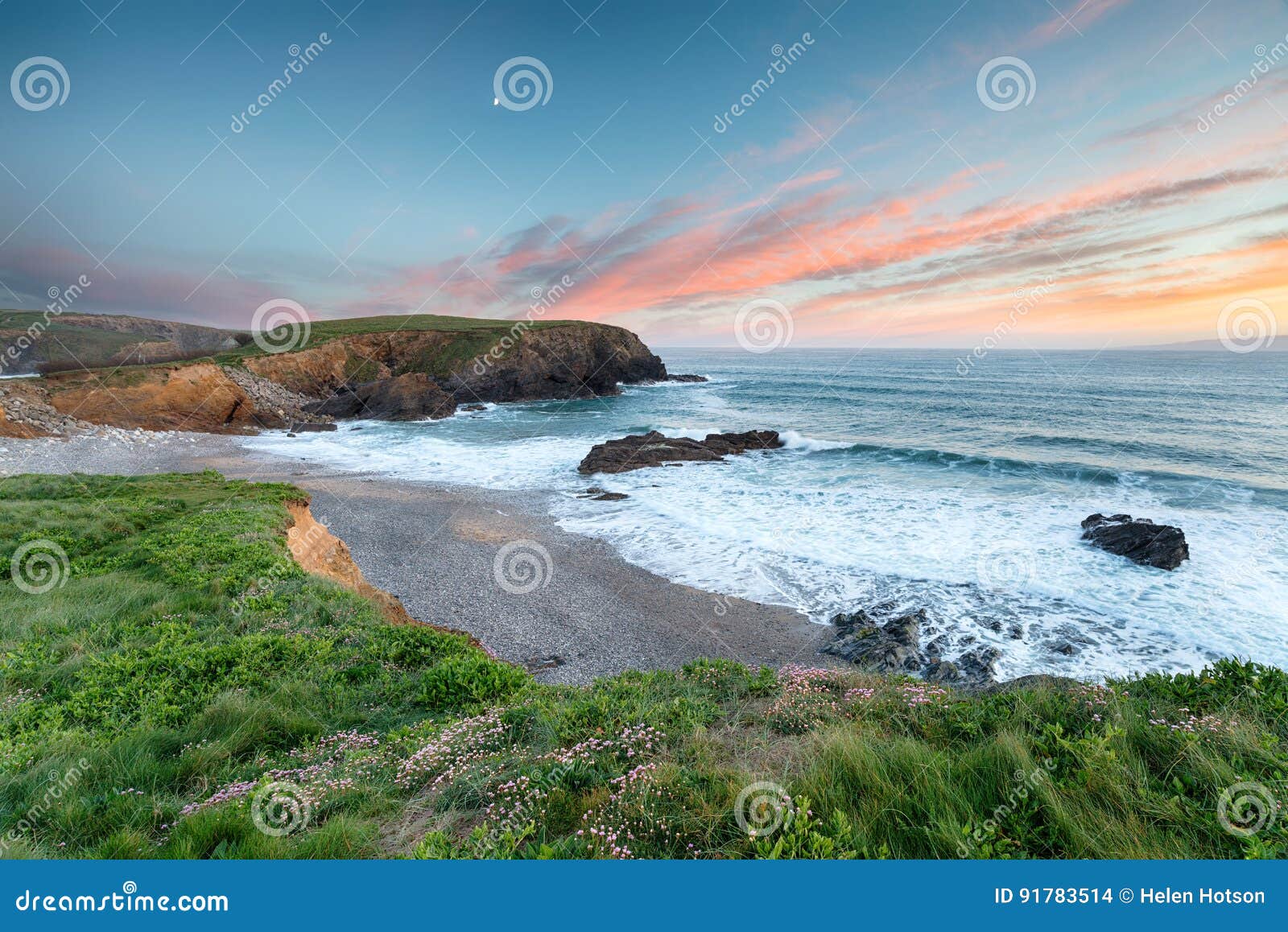 Dusk at Church Cove stock photo. Image of nature, clouds - 91783514