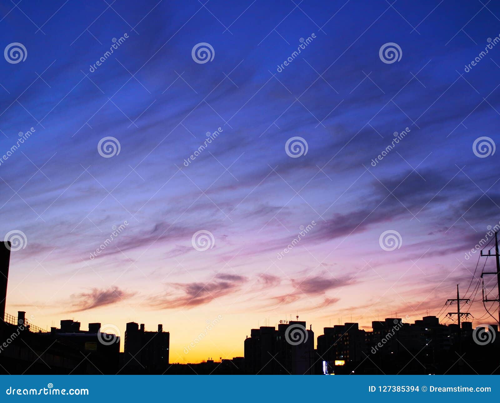Dusk of city stock photo. Image of cityn, cityncolorful - 127385394
