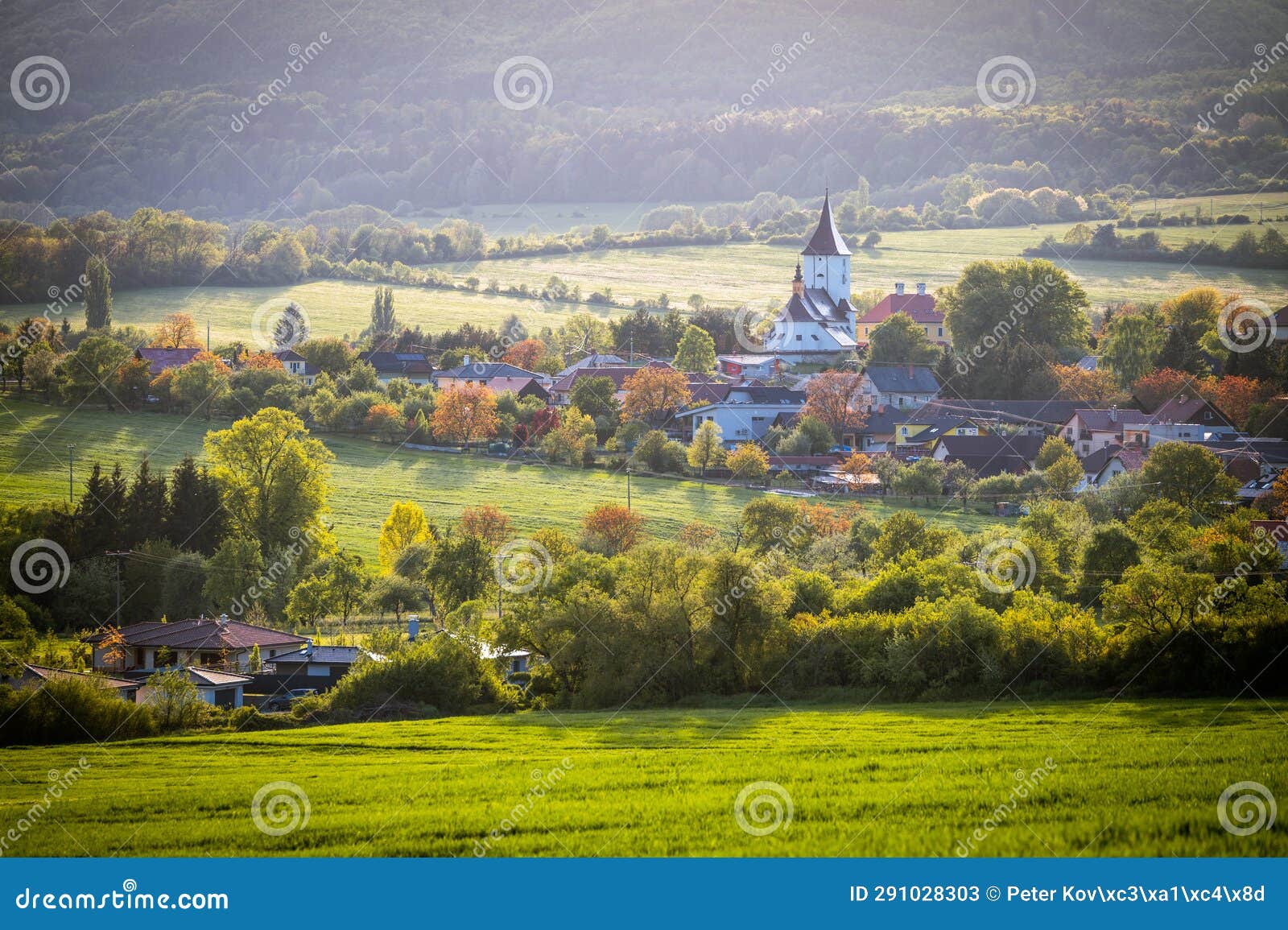 Dusk Descends Over the Bucolic Spring Countryside Stock Image - Image ...