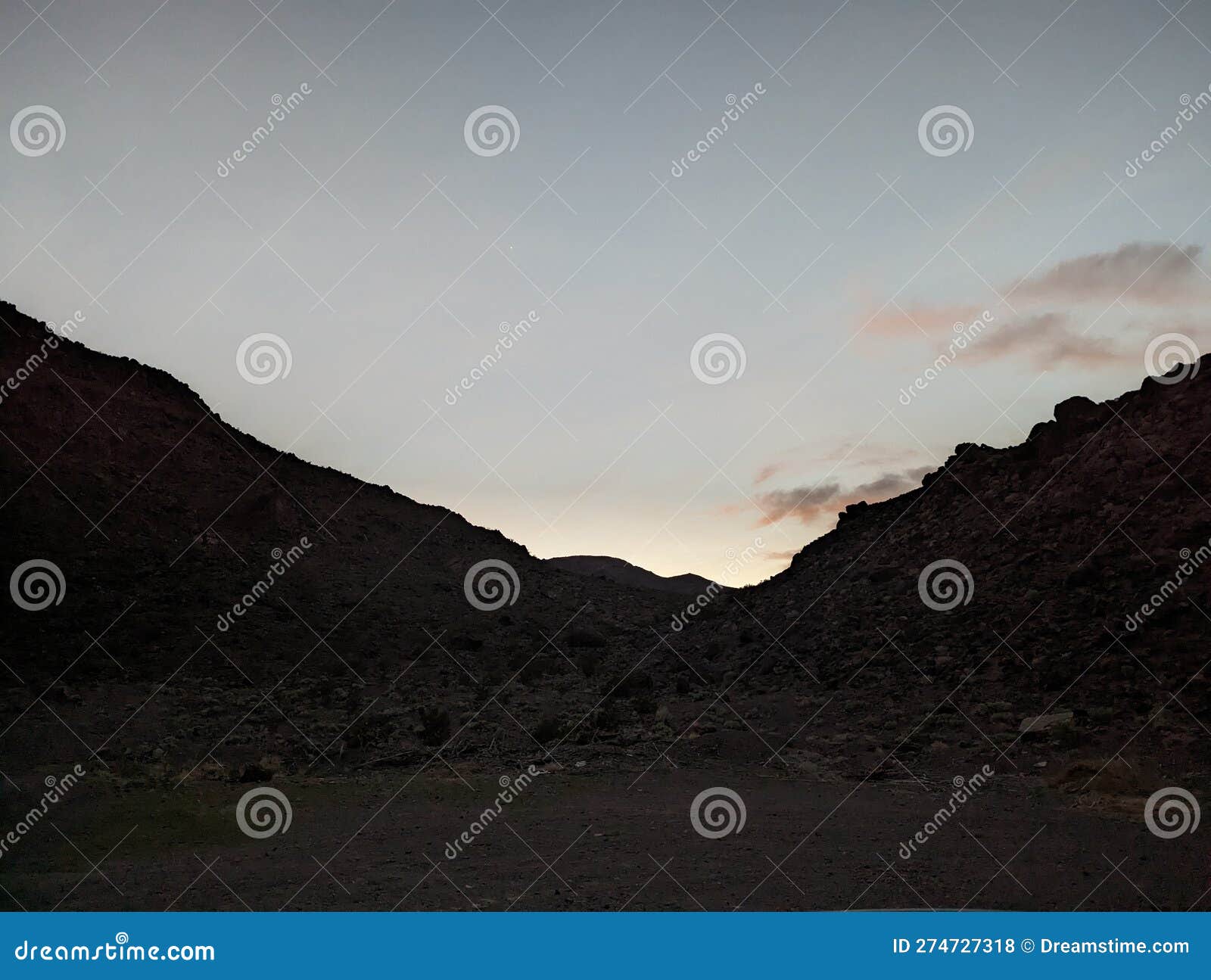 Dusk in the Desert. Clear Sky and Mountain Side Stock Photo - Image of ...