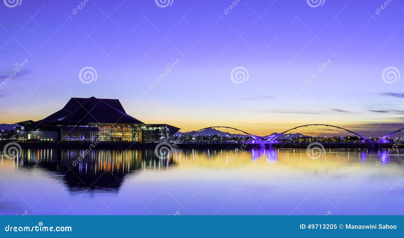Dusk at Tempe Town Lake . stock image. Image of lake - 49713205