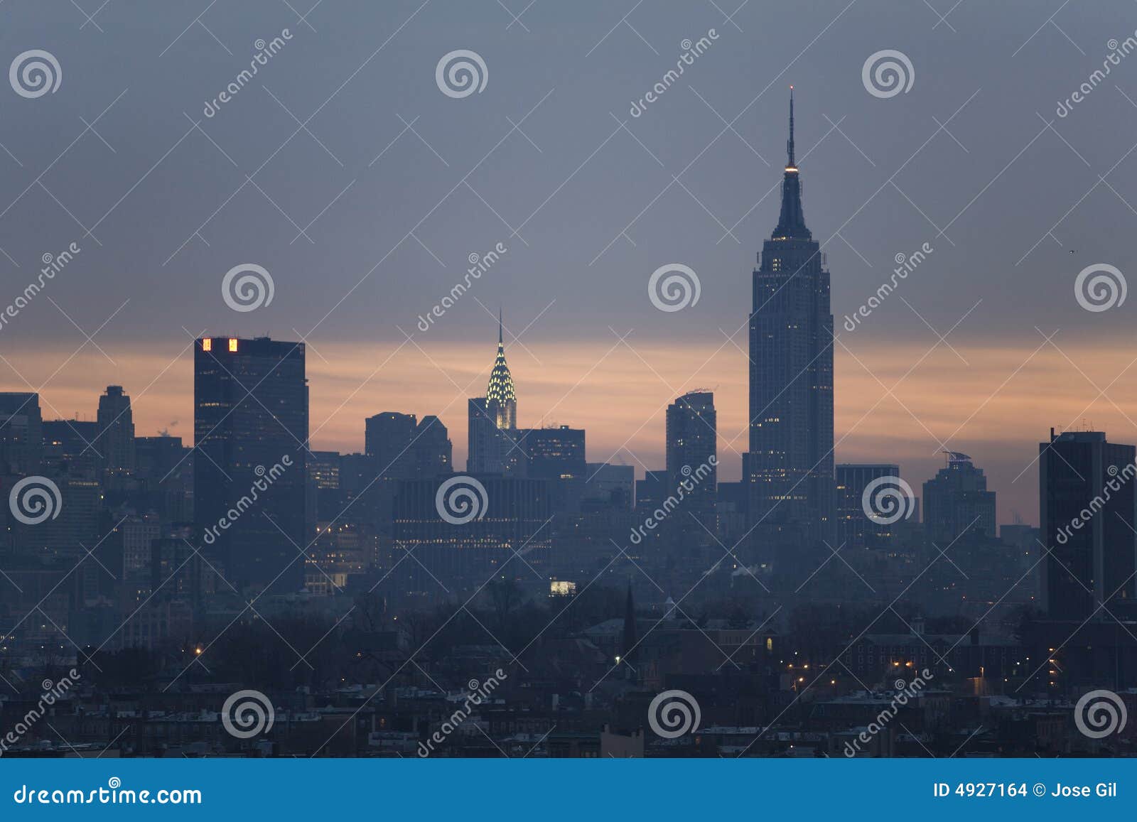 Dusk Manhattan Skyline 3 stock photo. Image of sunrise - 4927164