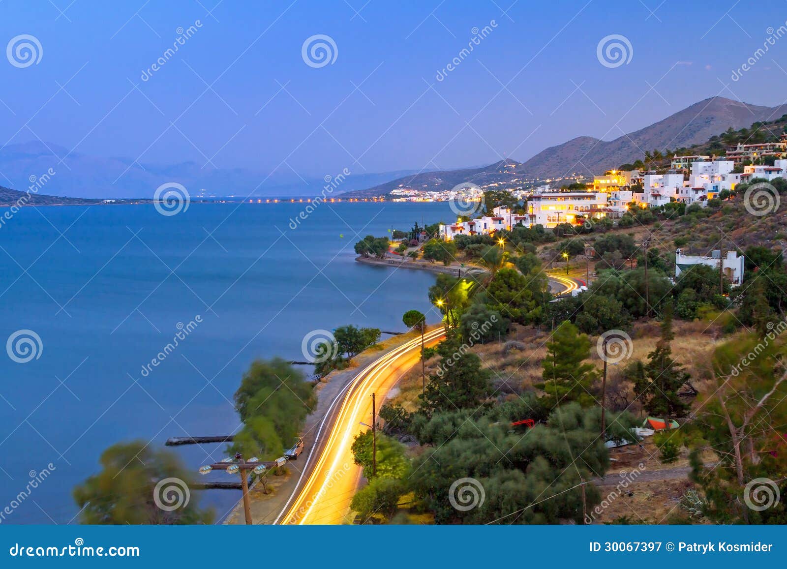 Dusk at Mirabello Bay on Crete Stock Image - Image of beach, high: 30067397