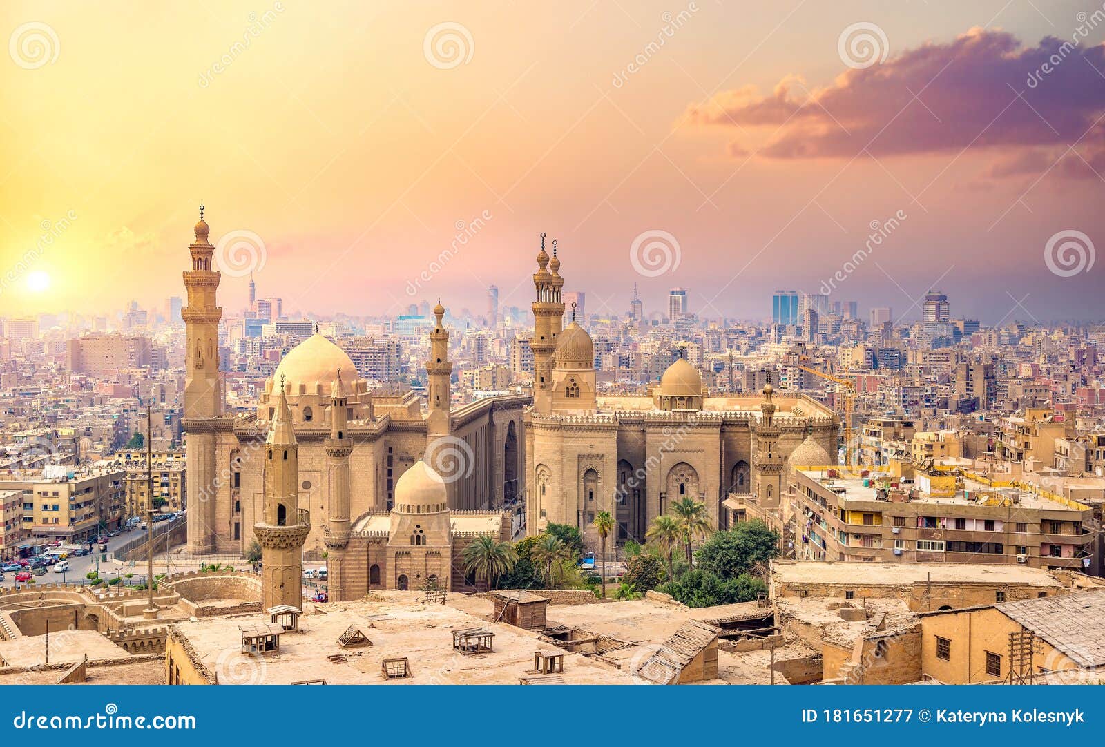 Dusk over Cairo stock image. Image of ancient, exterior - 181651277