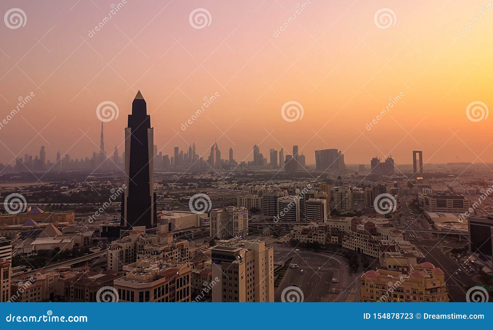 Dusk Over Dubai City Skyline Stock Image - Image of skyline, city ...