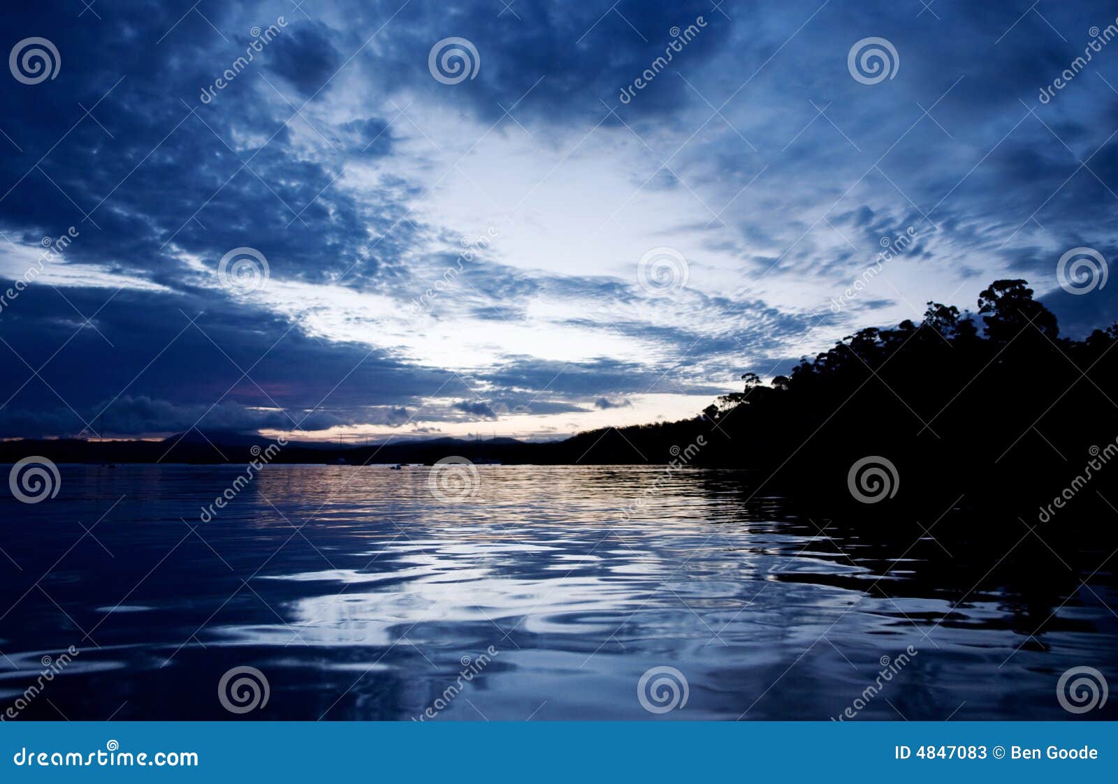 Dusk over Harbour stock image. Image of sunrise, mountains - 4847083