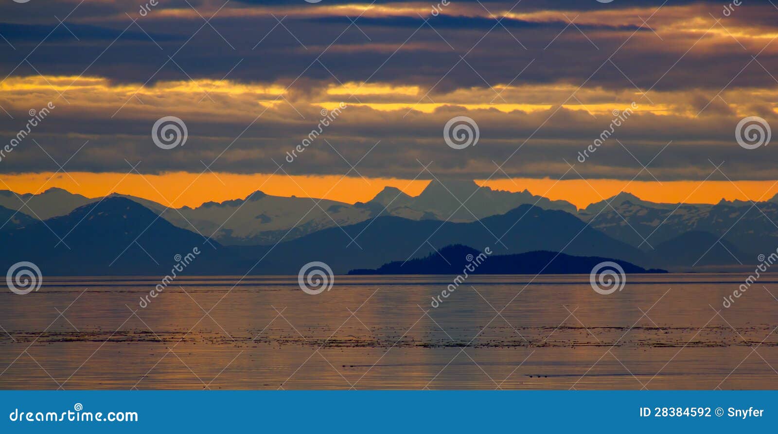 Dusk Over Mountains in Frederick Sound, Alaska. Stock Photo - Image of ...