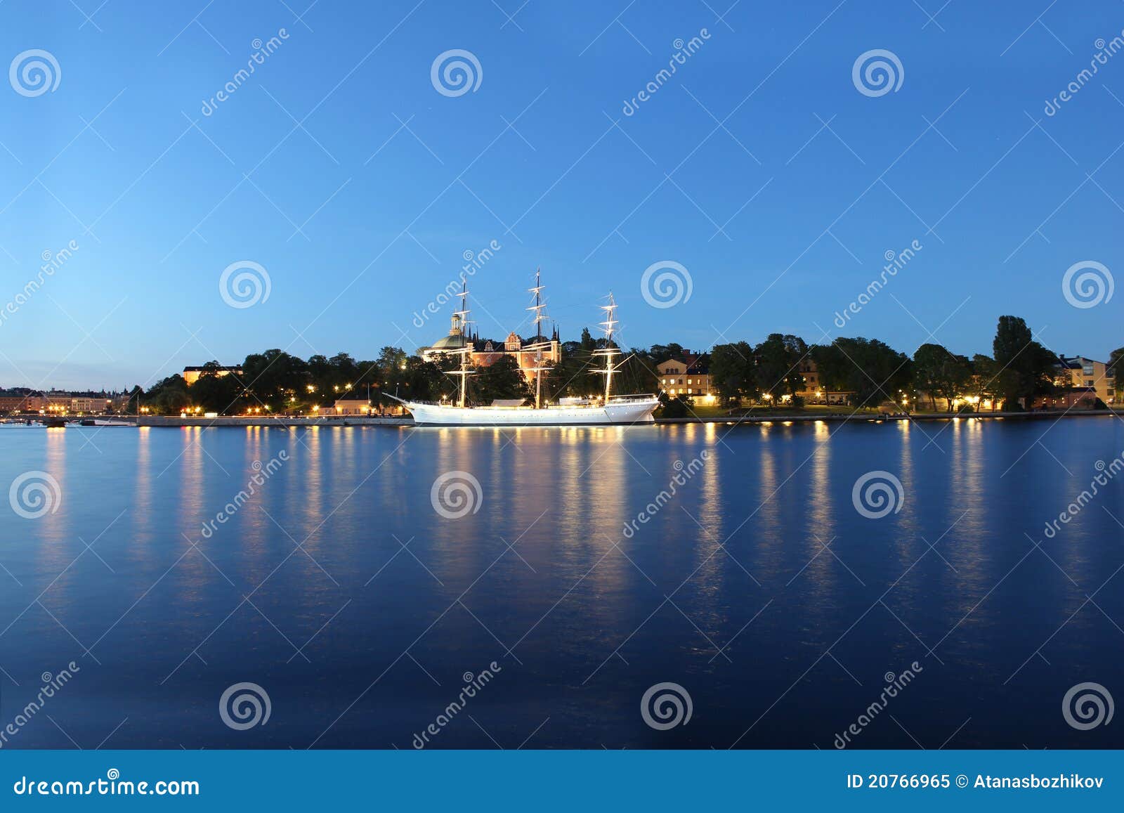 Dusk over Stockholm Harbor stock image. Image of dusk - 20766965