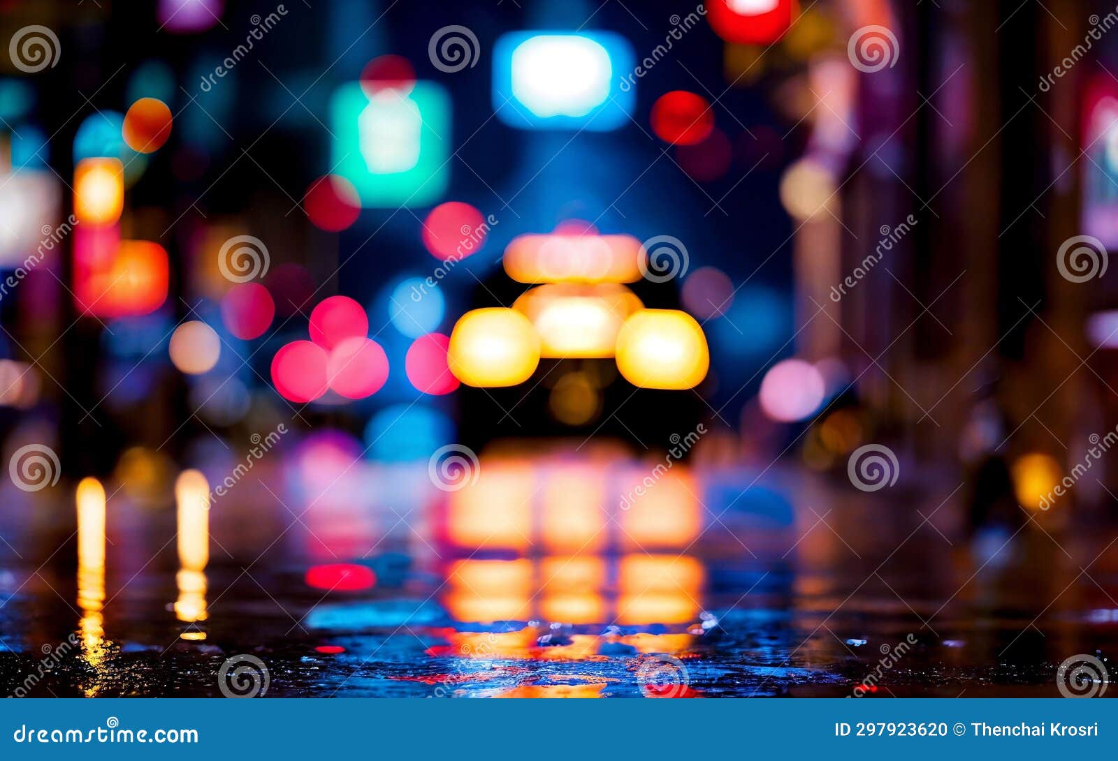 Dusk Rain Capturing the Shimmer of Urban Life in the Rain Stock ...