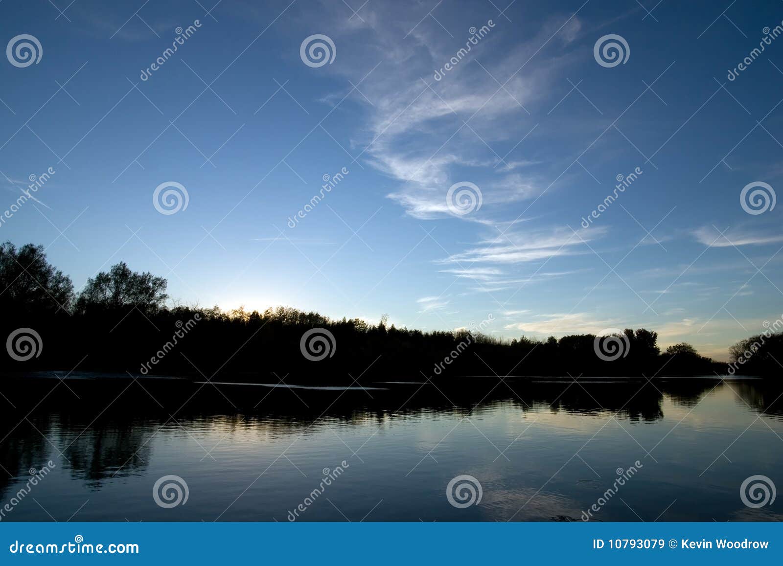 Dusk Reflection of Tree Line on the Water Stock Image - Image of ...