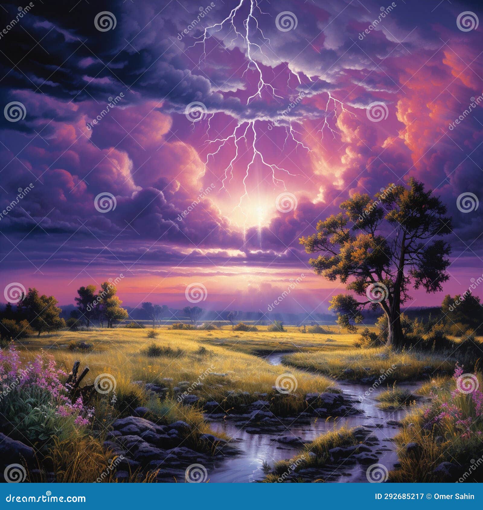 Dusk S Thunder - a Vivid and Dynamic Evening Thunderstorm Scene Stock ...