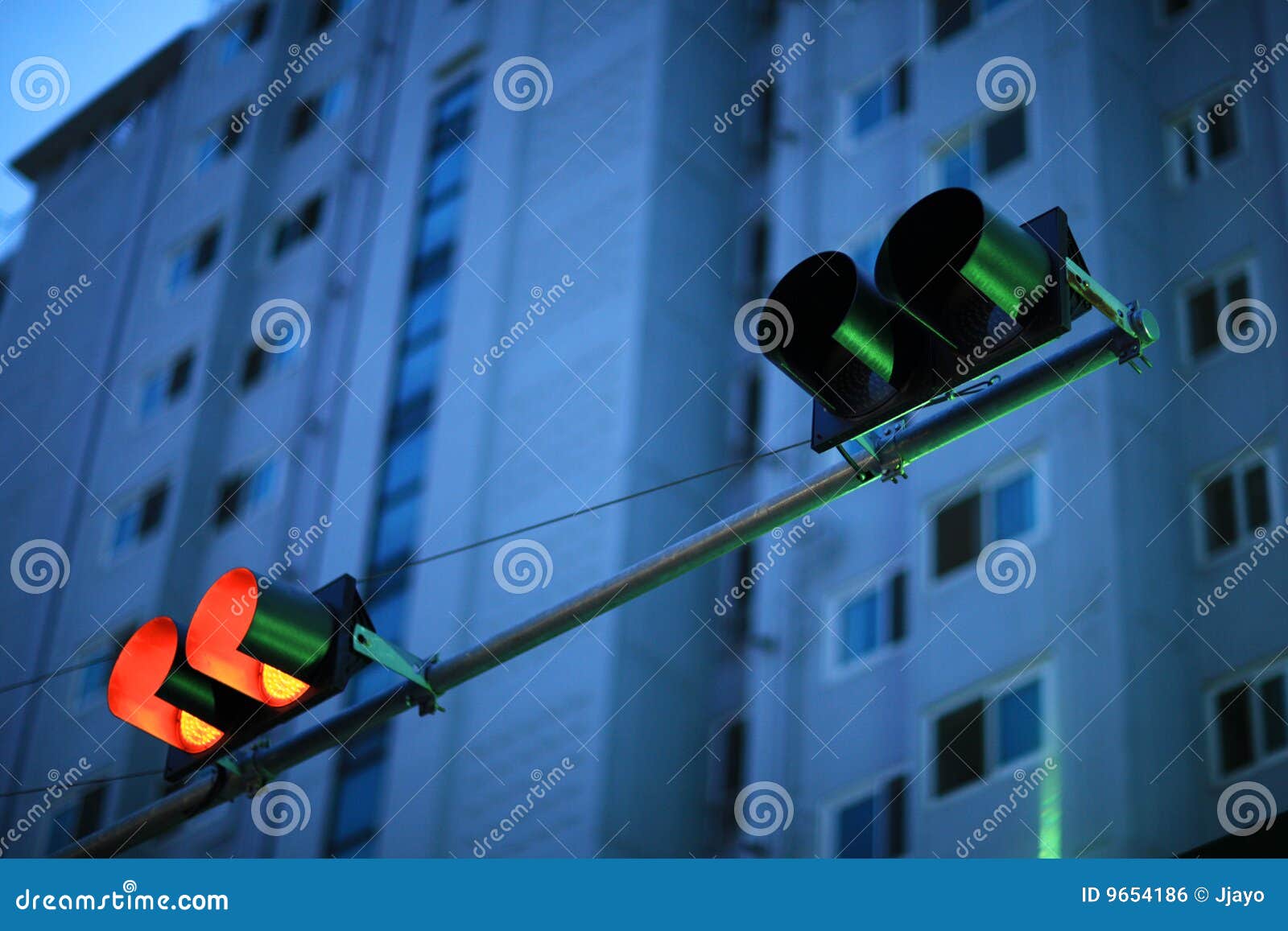 Dusk Scene with Traffic Light Stock Photo - Image of night, green: 9654186