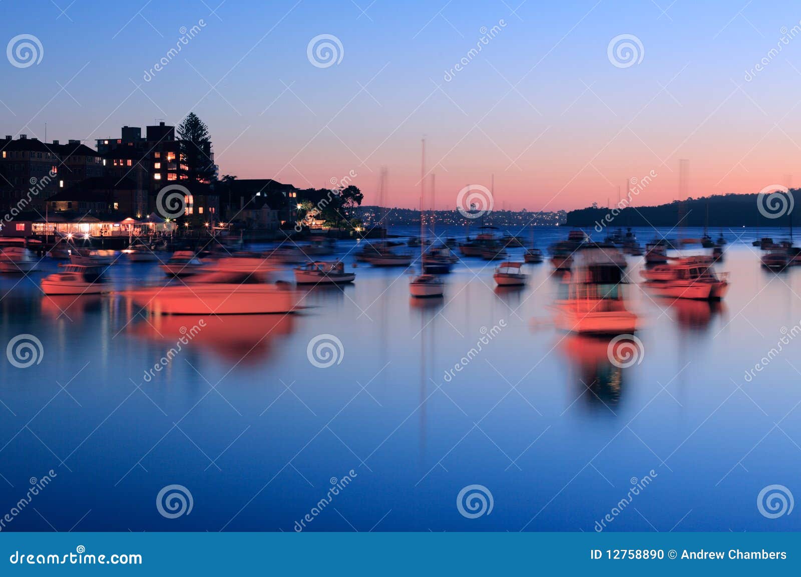 Dusk on Sydney Harbour stock photo. Image of wales, harbour - 12758890