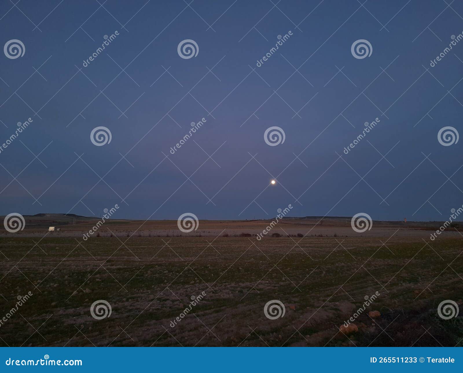 Dusk Under a Full Moon in the Countryside Stock Image - Image of dusk ...