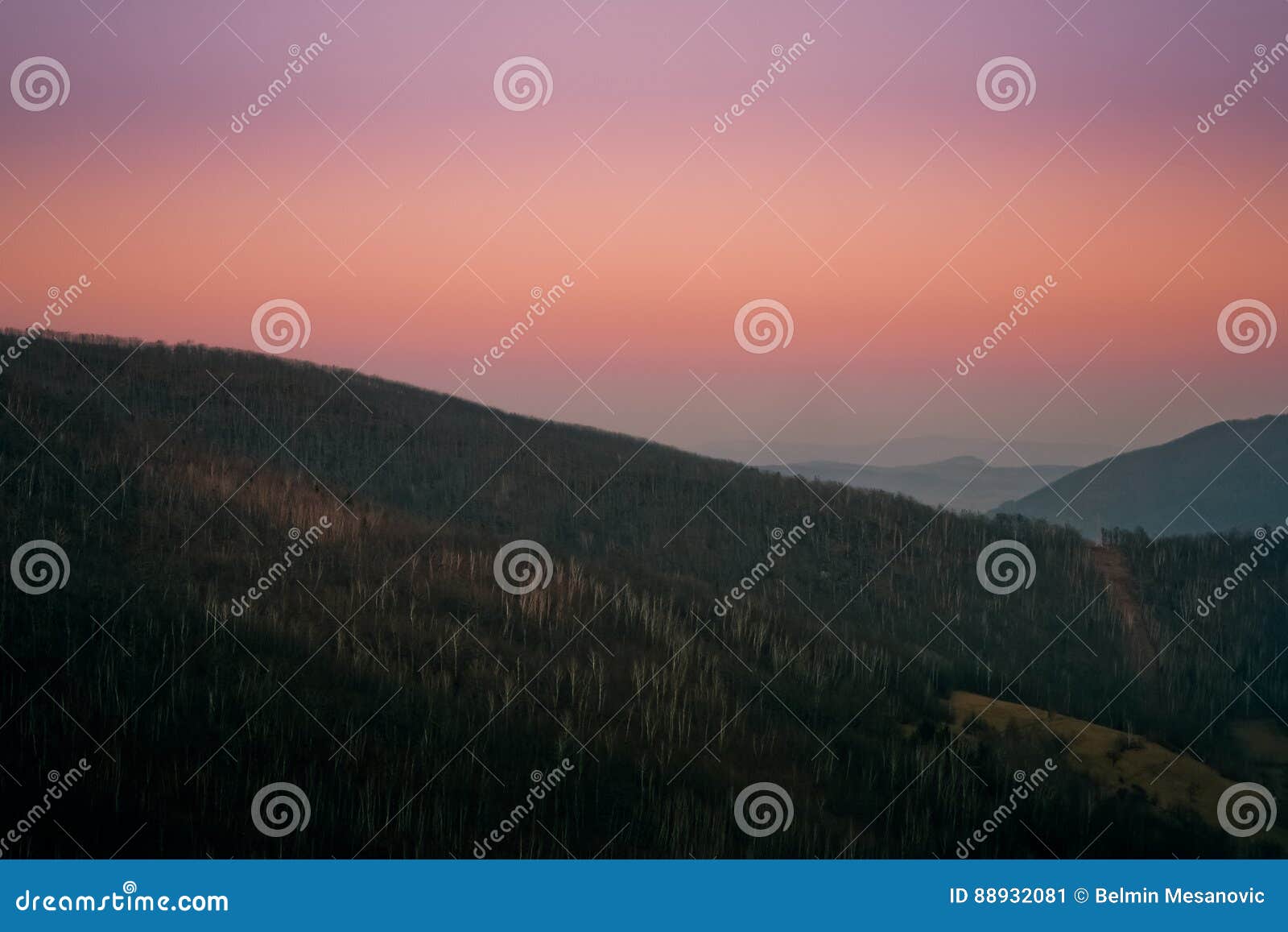 Dusk stock image. Image of scenic, nature, forest, colorful - 88932081