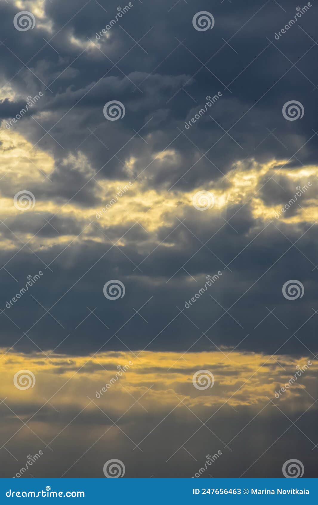 Dusky Stormy Sunset, Dramatic Sky in Orange and Gray Colors. Natural ...