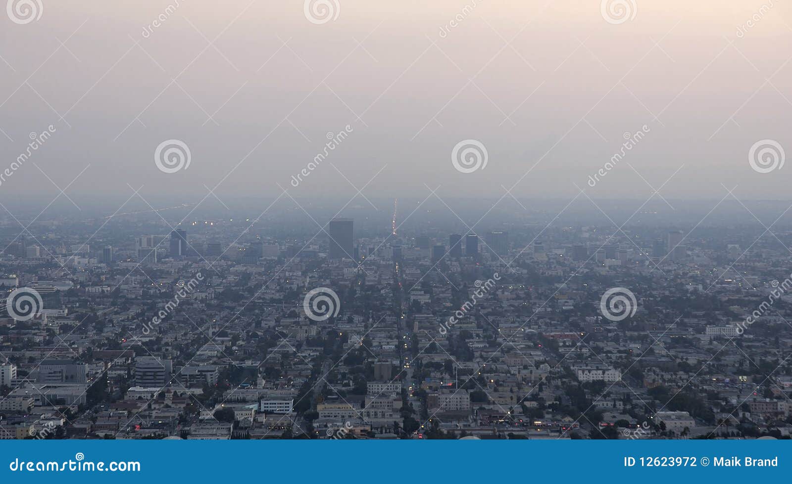 Dusky winter smog stock photo. Image of angeles, streets - 12623972