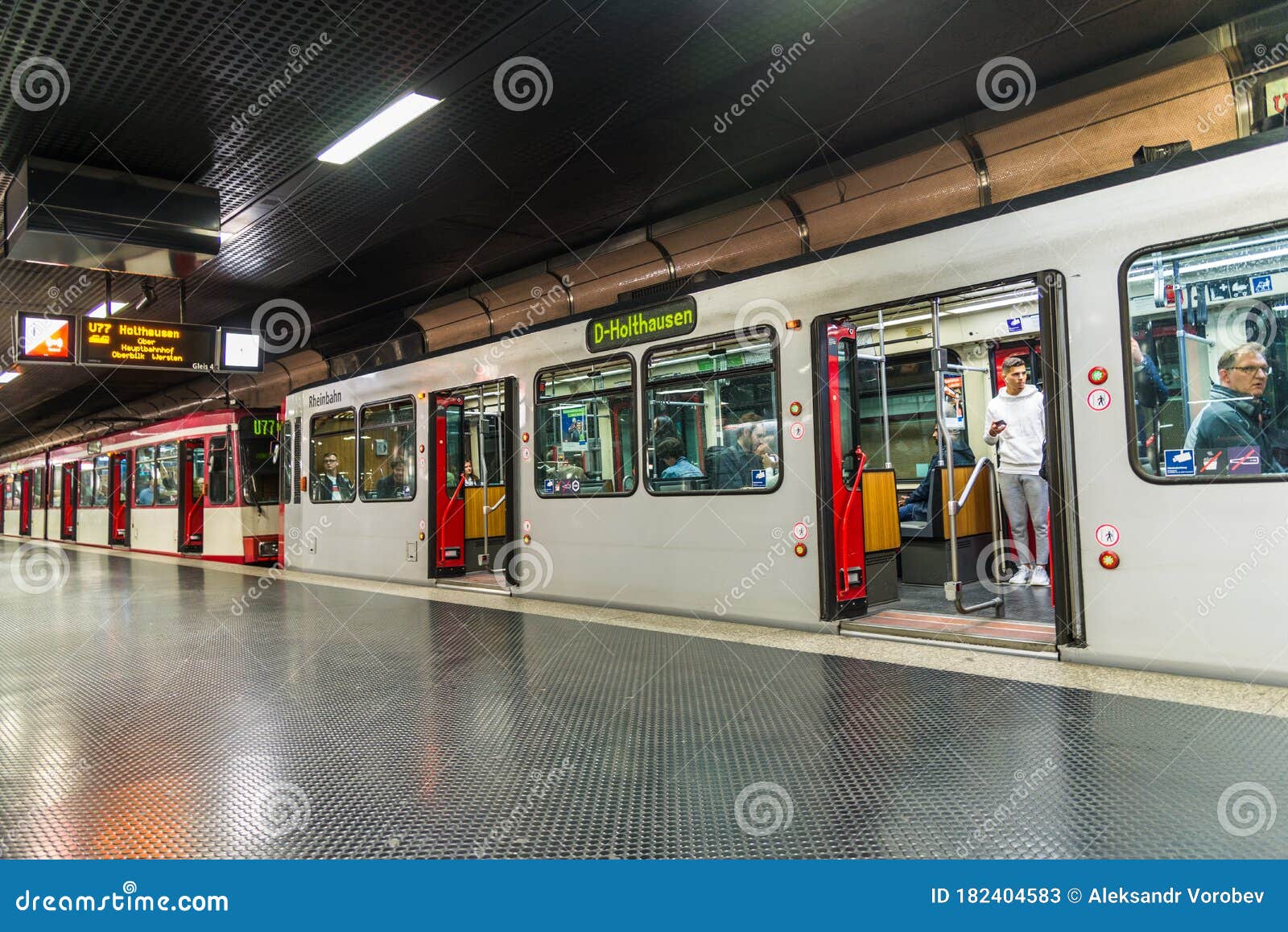 Dusseldorf, Germany - August 13, 2019: Subway Train at an Underground ...