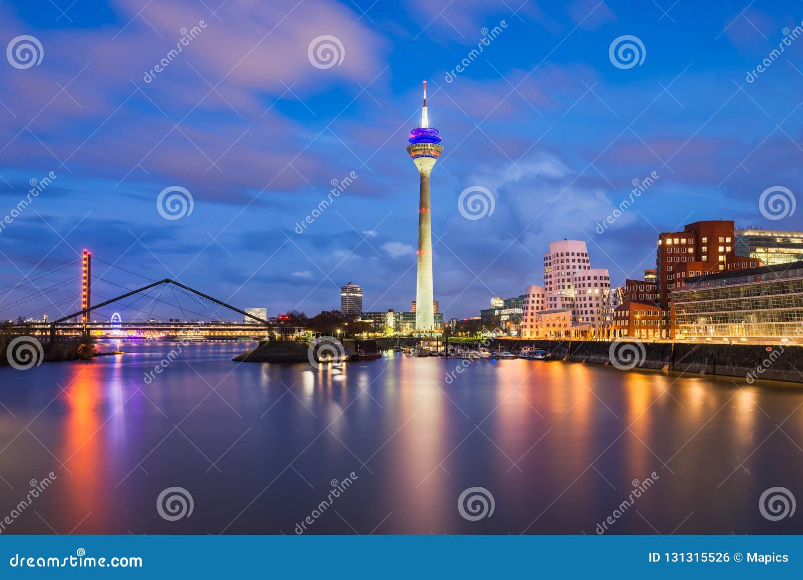 Dusseldorf Harbour Skyline, Germany Editorial Photo - Image of river ...