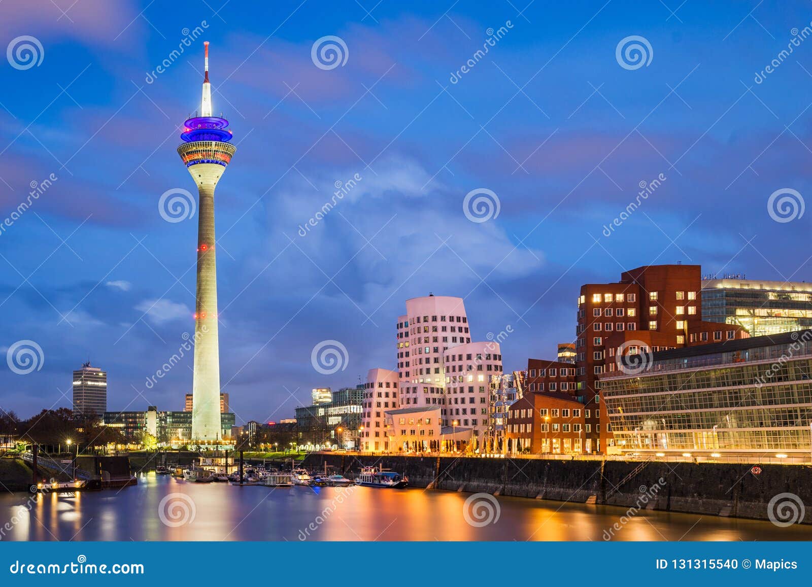 Dusseldorf Harbour Skyline, Germany Editorial Image - Image of harbor ...