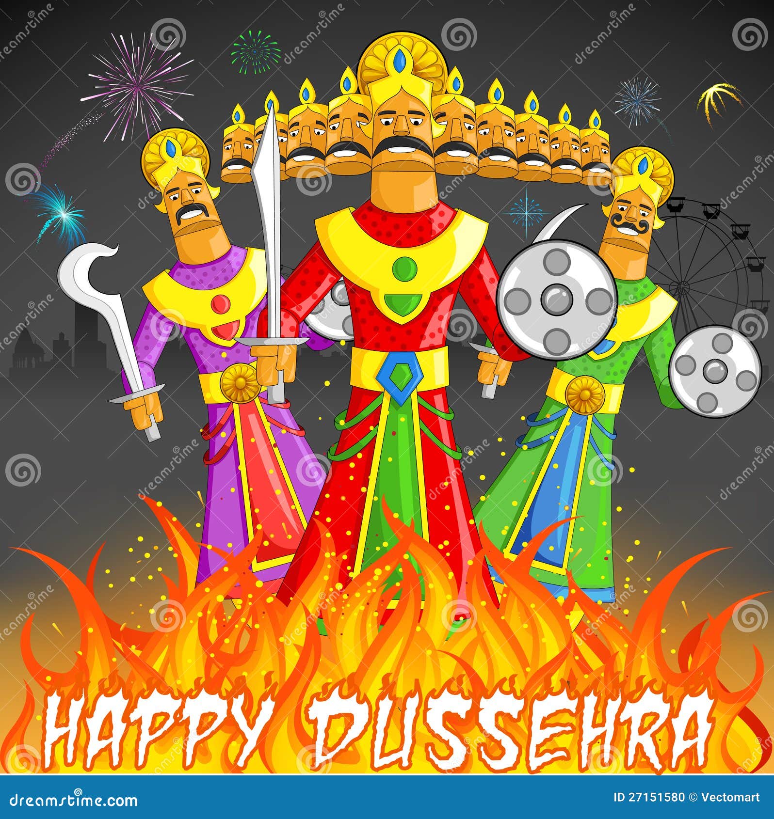 Dusshera Raavan Dahan stock vector. Illustration of dussehra - 27151580