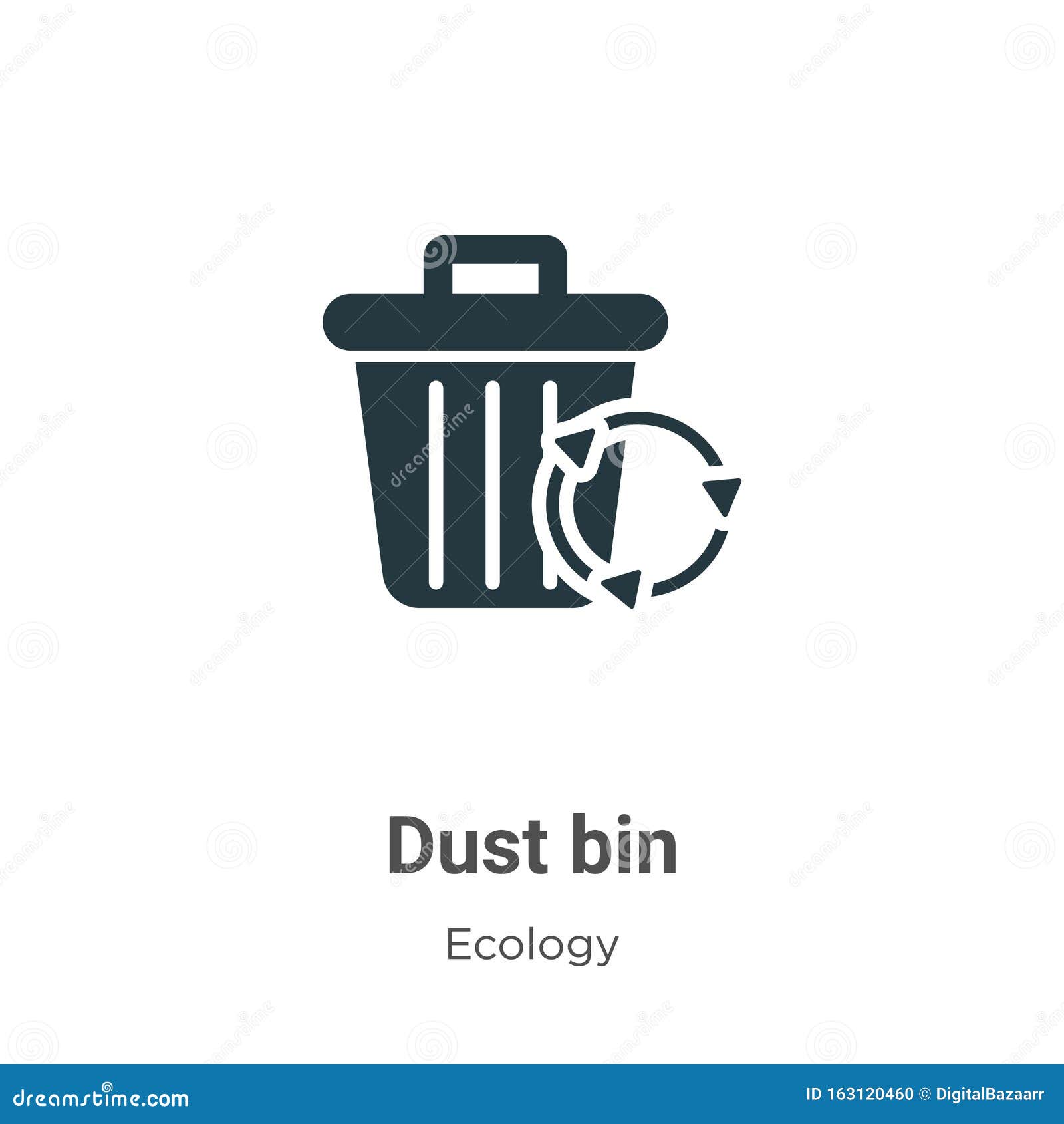 Dust Bin Vector Icon on White Background. Flat Vector Dust Bin Icon ...