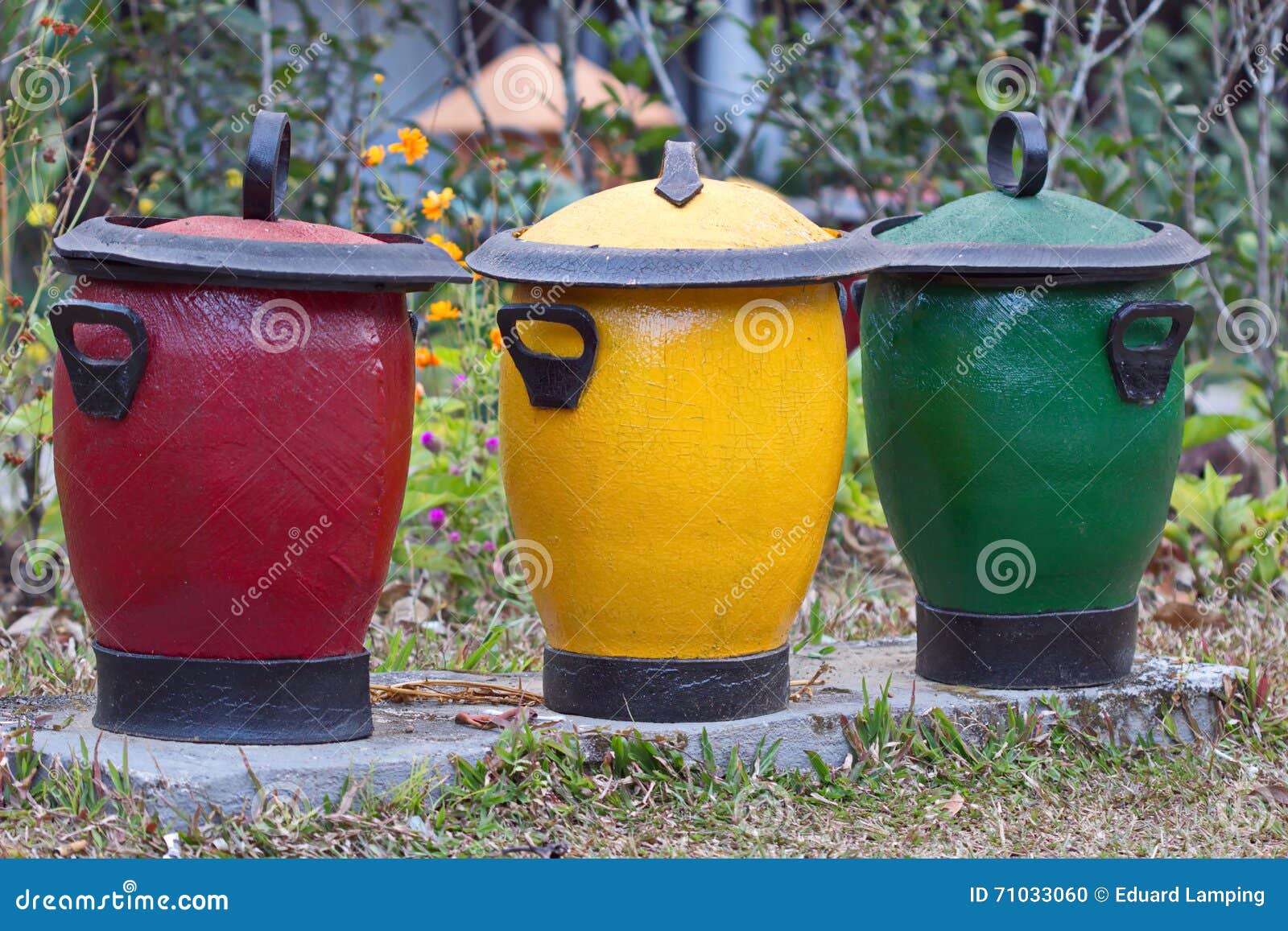 Dust-bins In Three Colours For Various Garbage Stock Photography ...