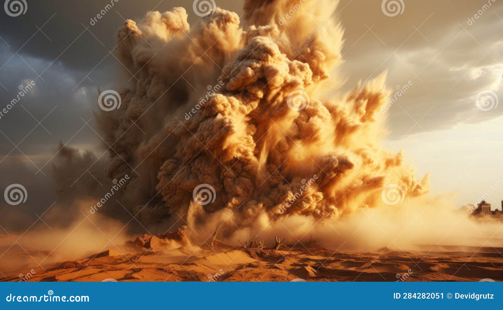 Dust Cloud after the Explosion. Generative AI. Stock Illustration ...