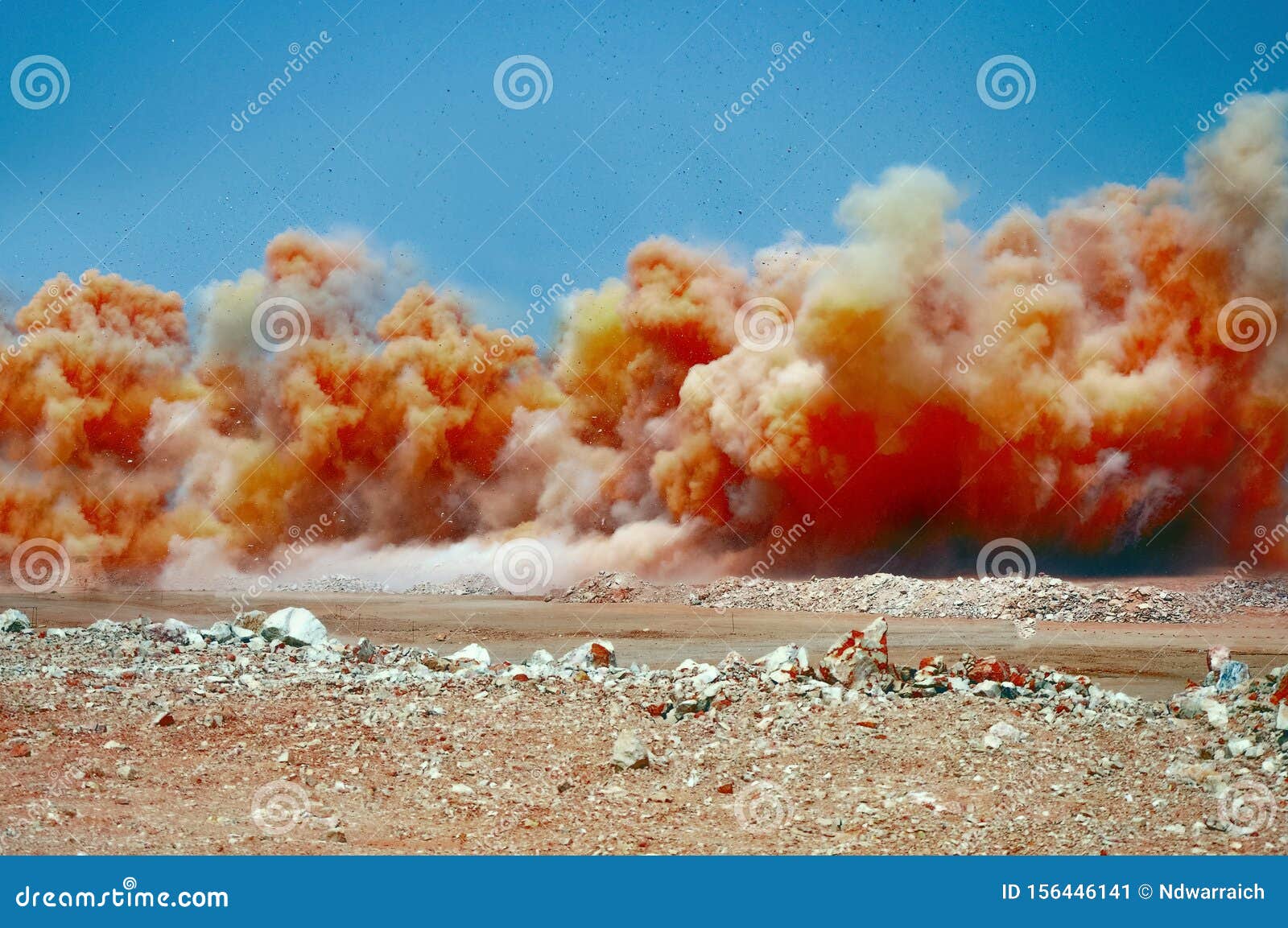 Dust Clouds and Debris after the Blasting Stock Image - Image of ...
