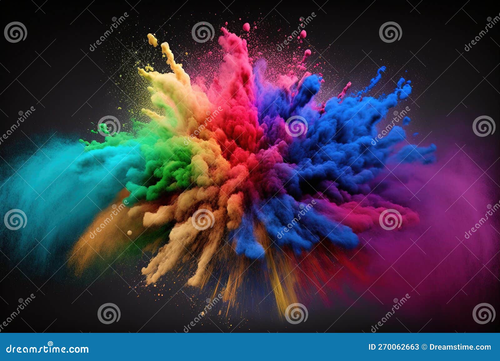 Dust Color Powder Exploding on Black Background Abstract Art Stock ...
