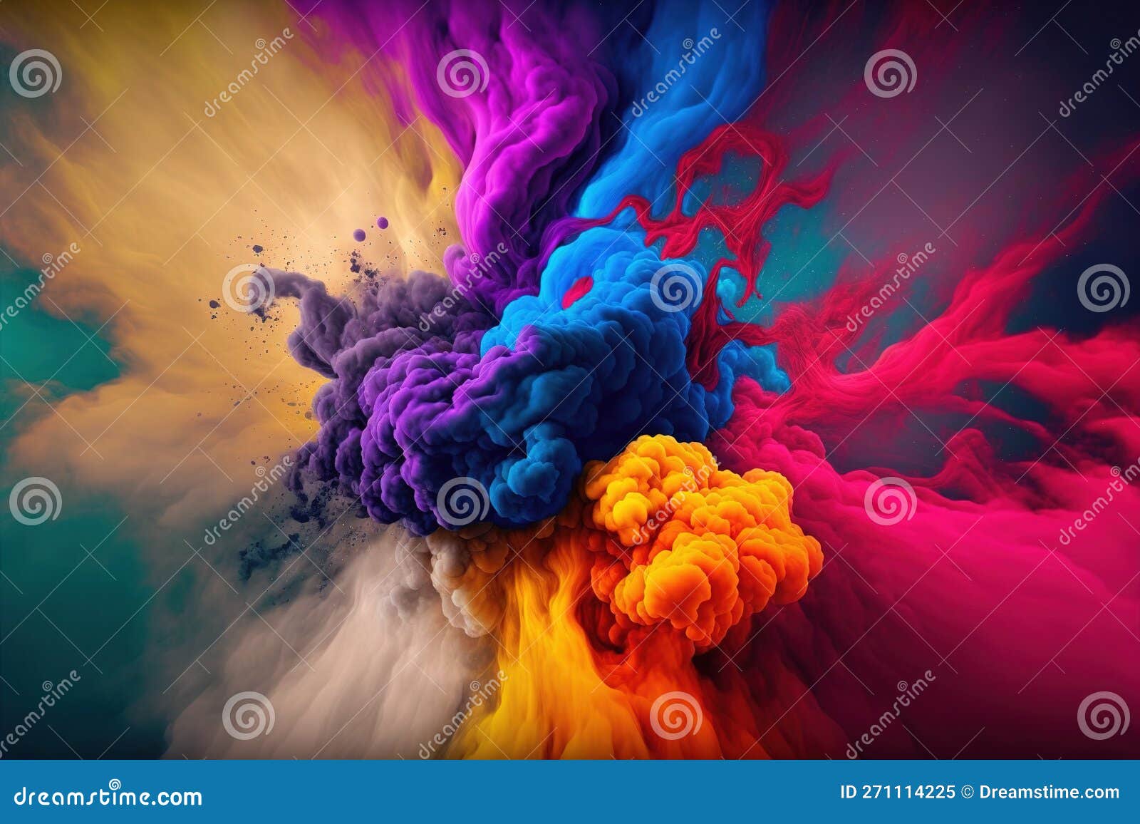 Dust Color Powder Exploding on Black Background Abstract Art Stock ...