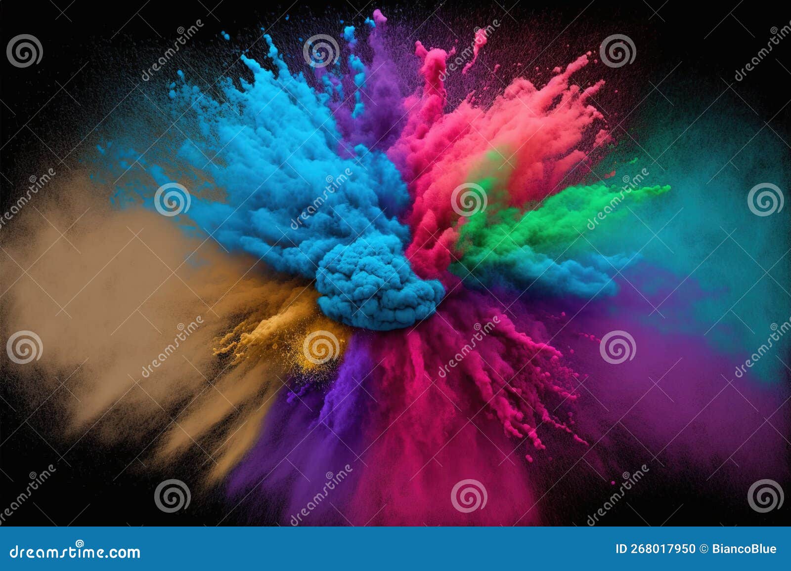 Dust Color Powder Exploding on Black Background Abstract Art Stock ...