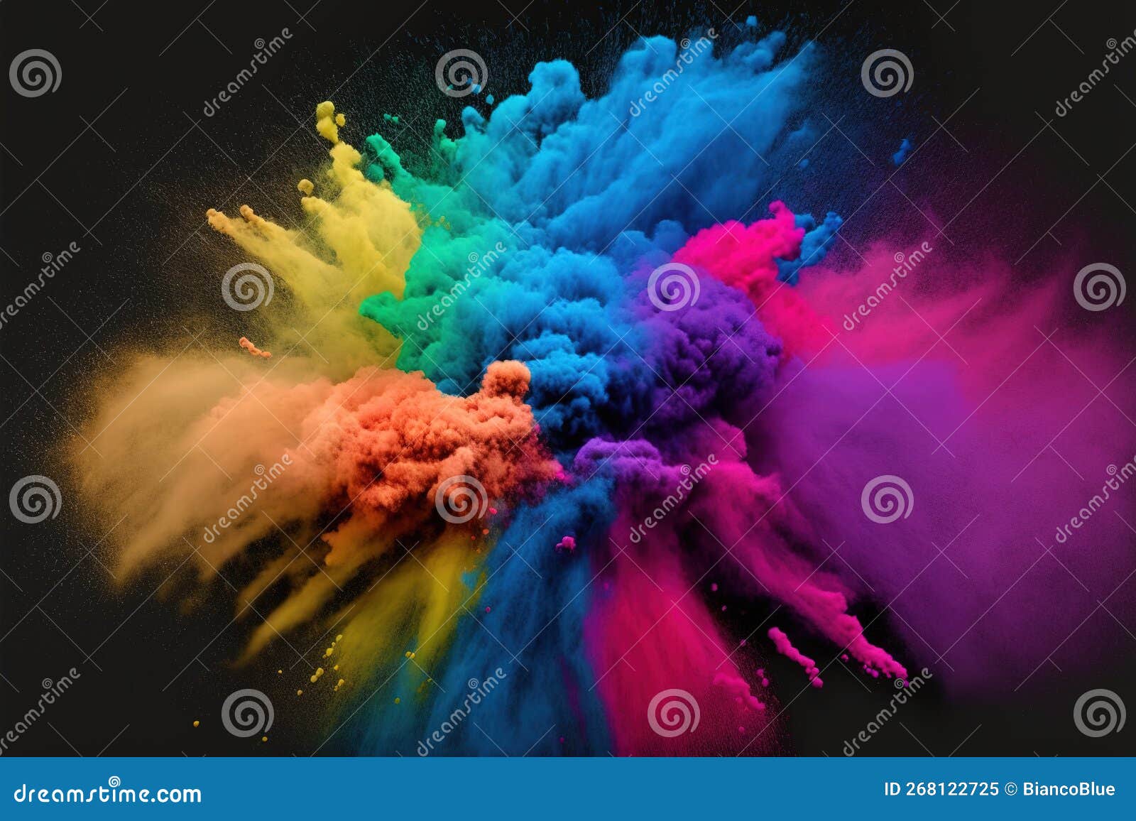 Dust Color Powder Exploding on Black Background Abstract Art Stock ...