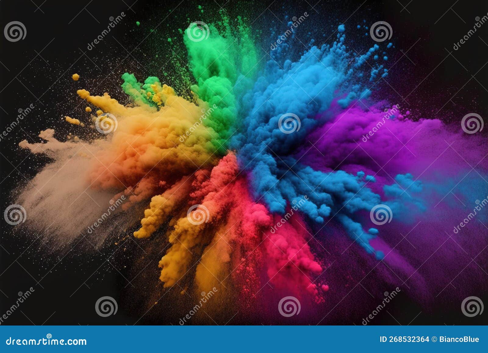 Dust Color Powder Exploding on Black Background Abstract Art Stock ...