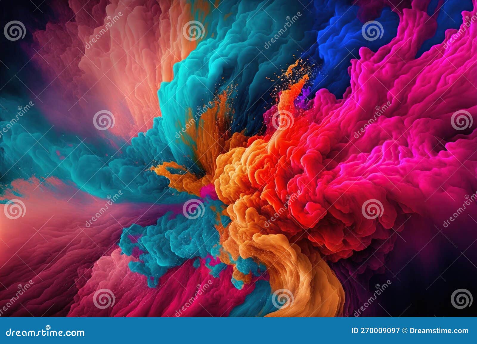 Dust Color Powder Exploding on Black Background Abstract Art Stock ...