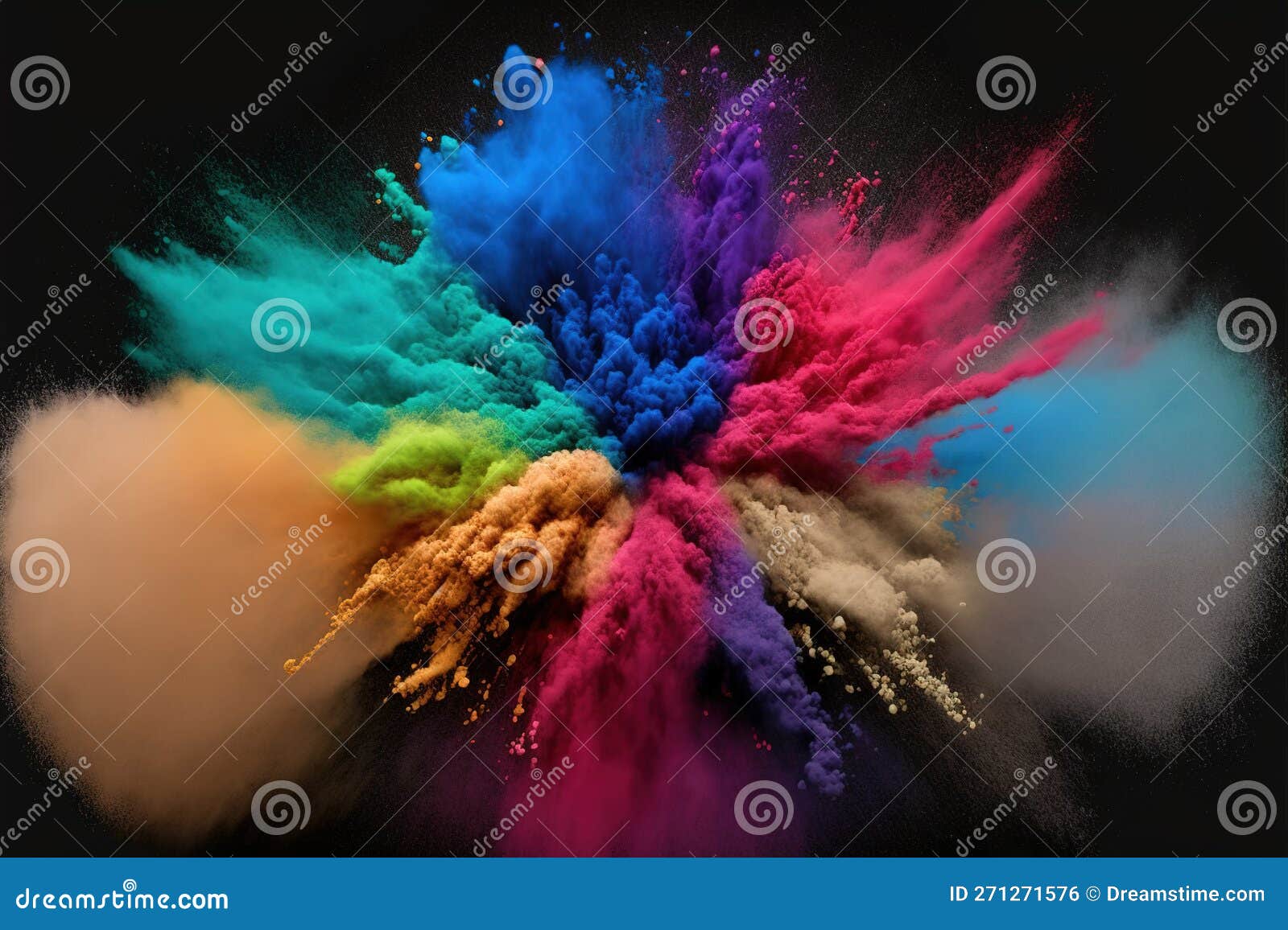 Dust Color Powder Exploding on Black Background Abstract Art Stock ...