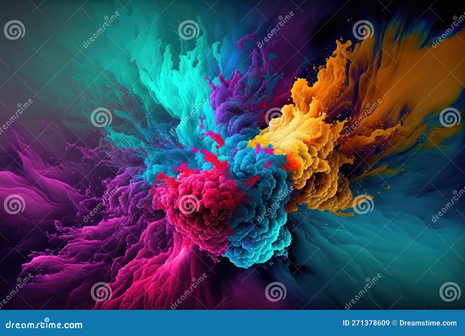 Dust Color Powder Exploding on Black Background Abstract Art Stock ...