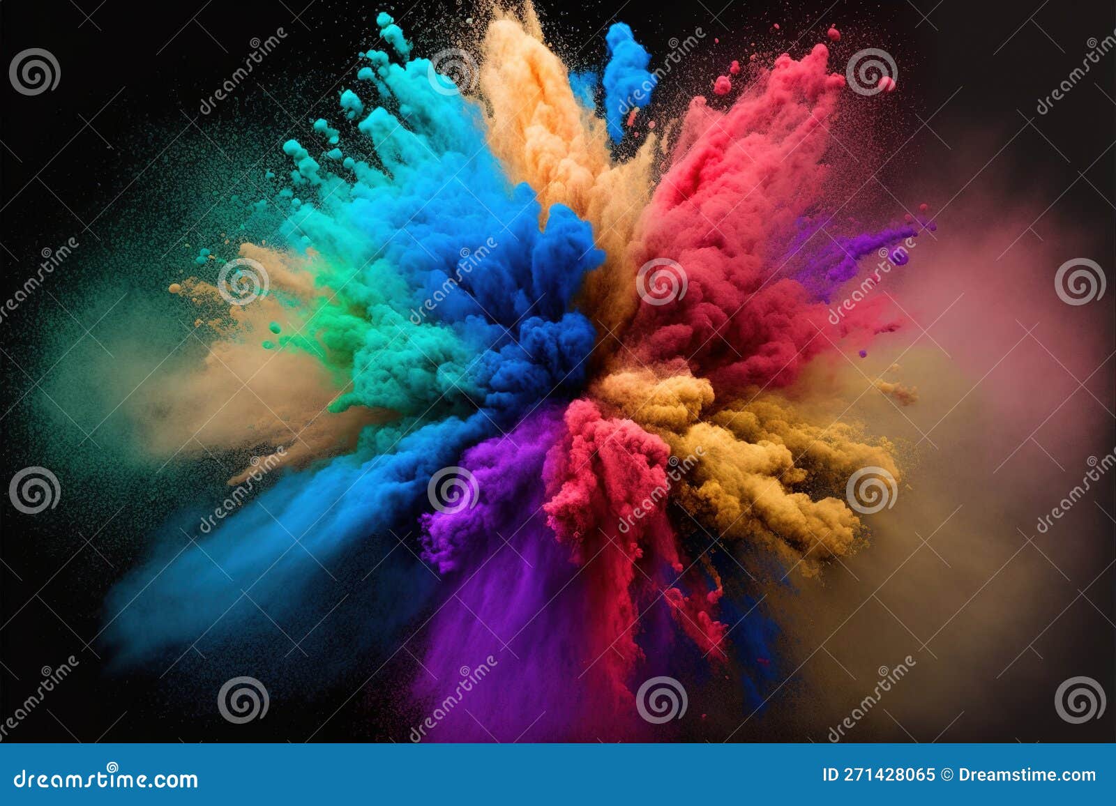 Dust Color Powder Exploding on Black Background Abstract Art Stock ...
