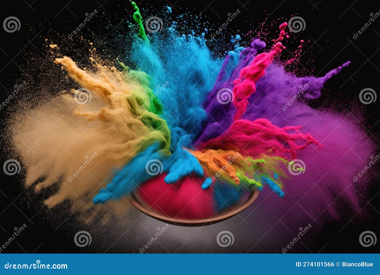 Dust Color Powder Exploding on Black Background Abstract Art Stock ...