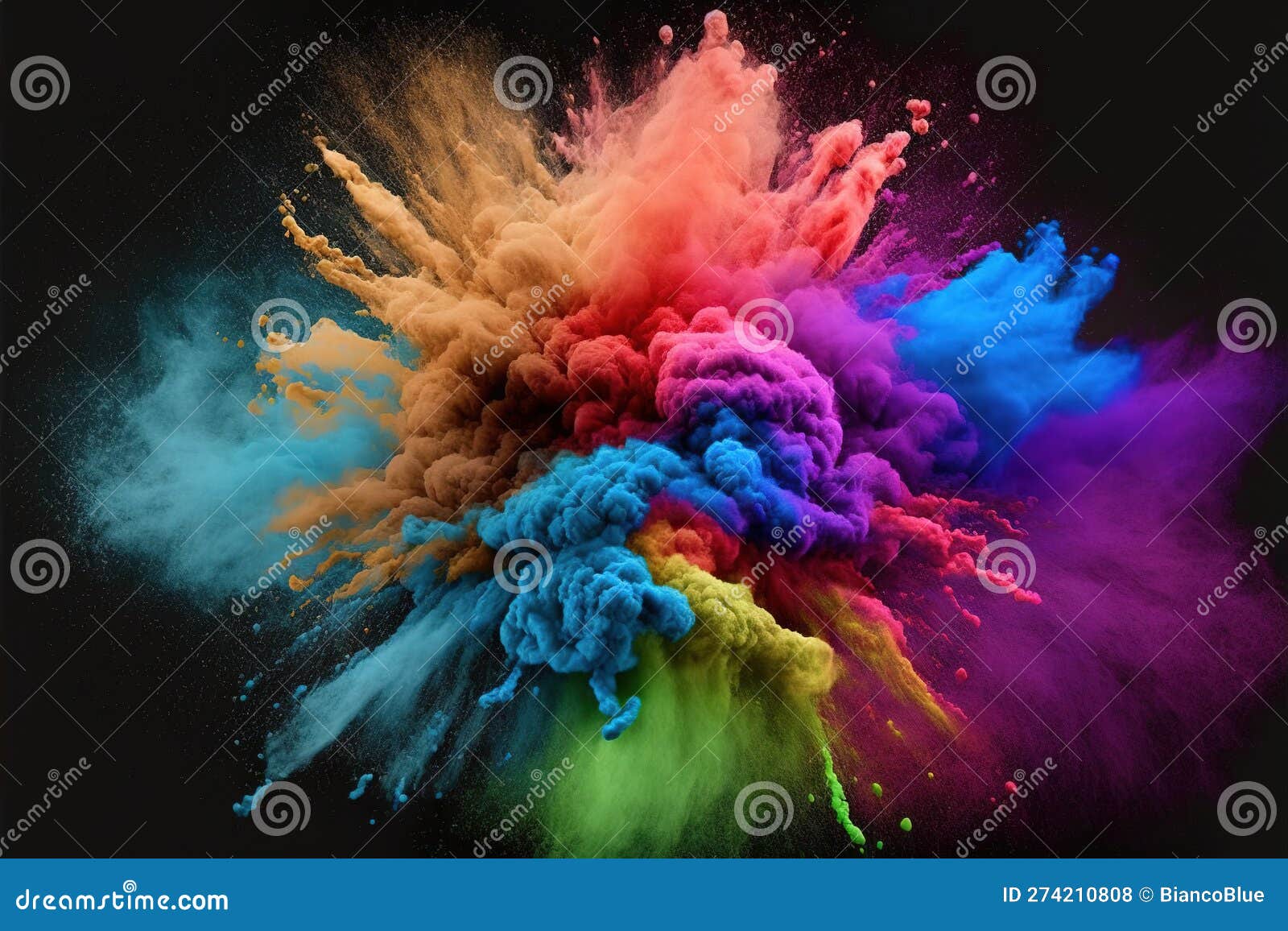 Dust Color Powder Exploding on Black Background Abstract Art Stock ...