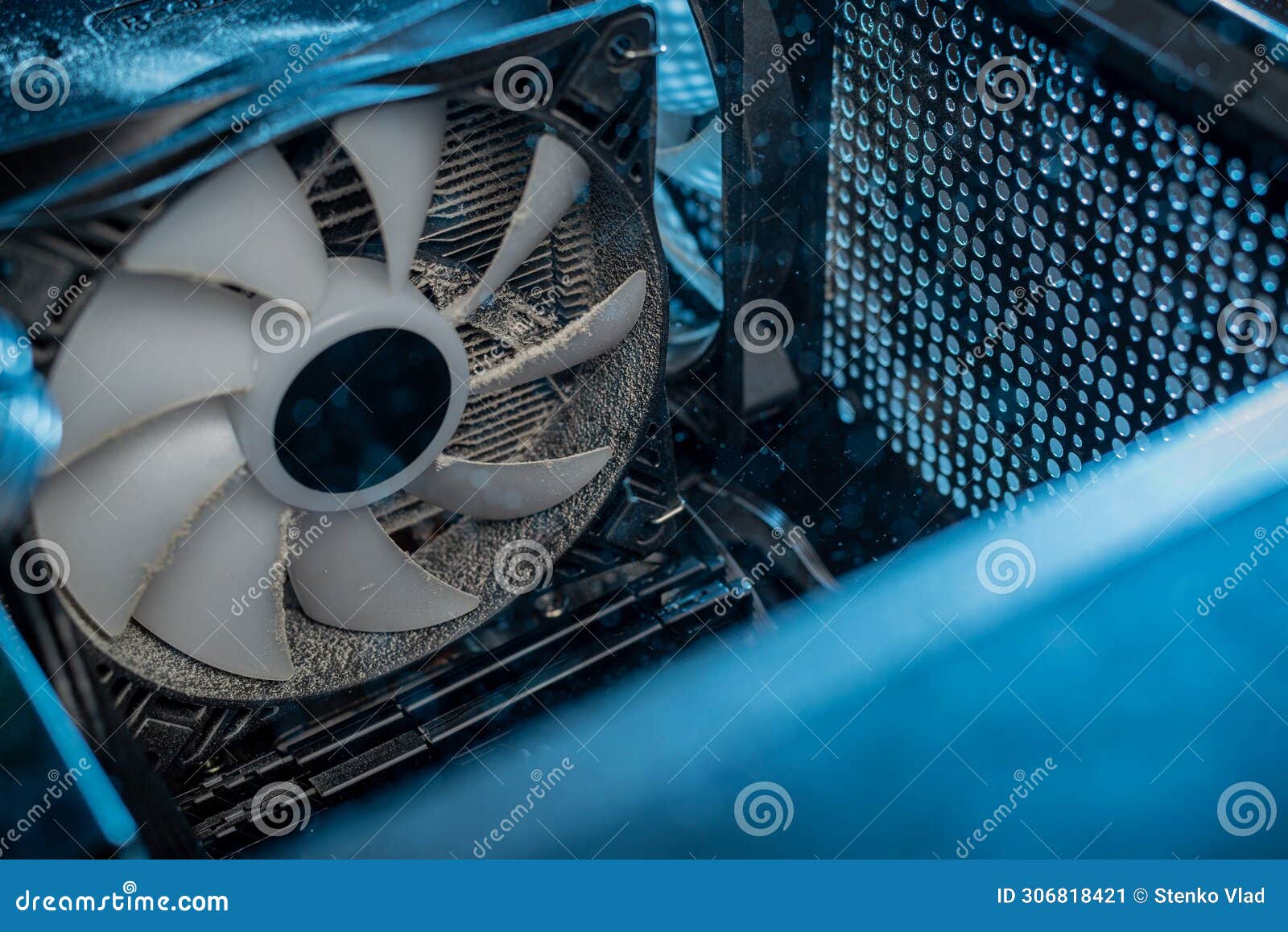 Dust on CPU Cooling Fan Inside of a PC Computer Stock Image - Image of ...
