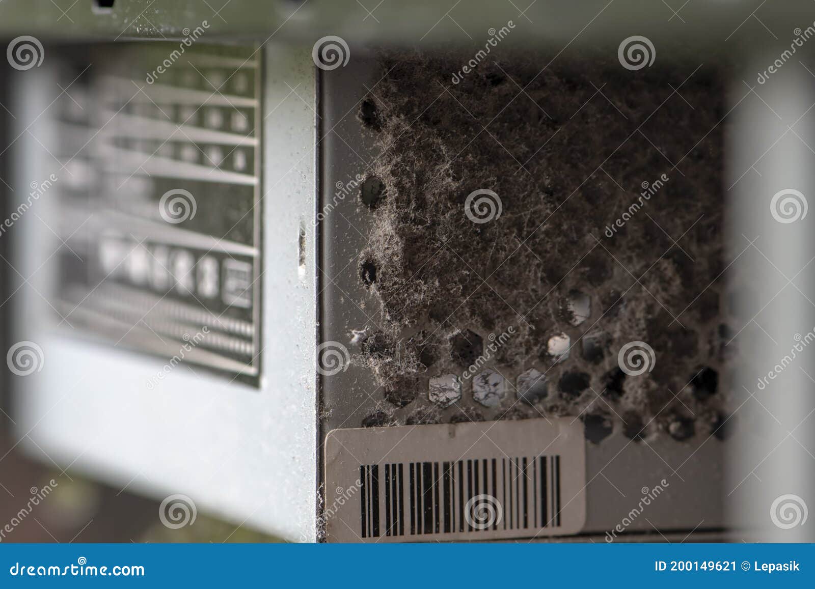 Dust and Dirt on the Computer Power Supply Cooling Fan. Concept: Old ...