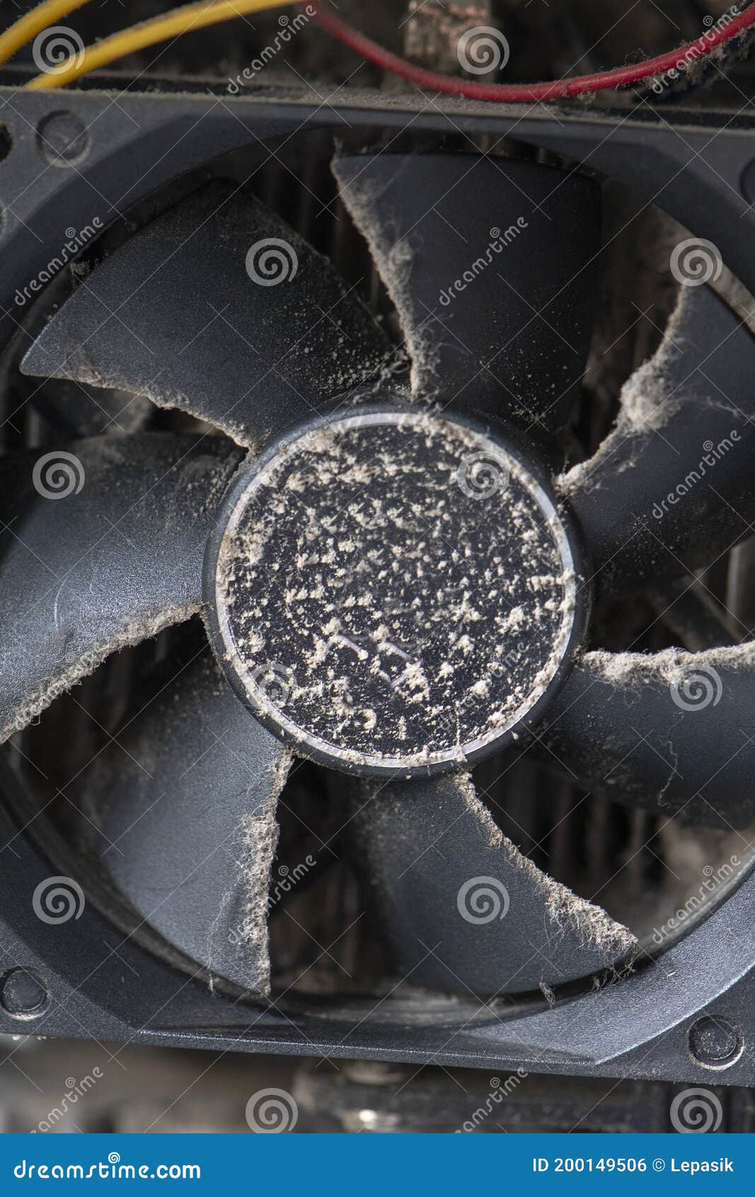Dust and Dirt on the Cooling Fan of the Computer. Concept: Old Hardware ...