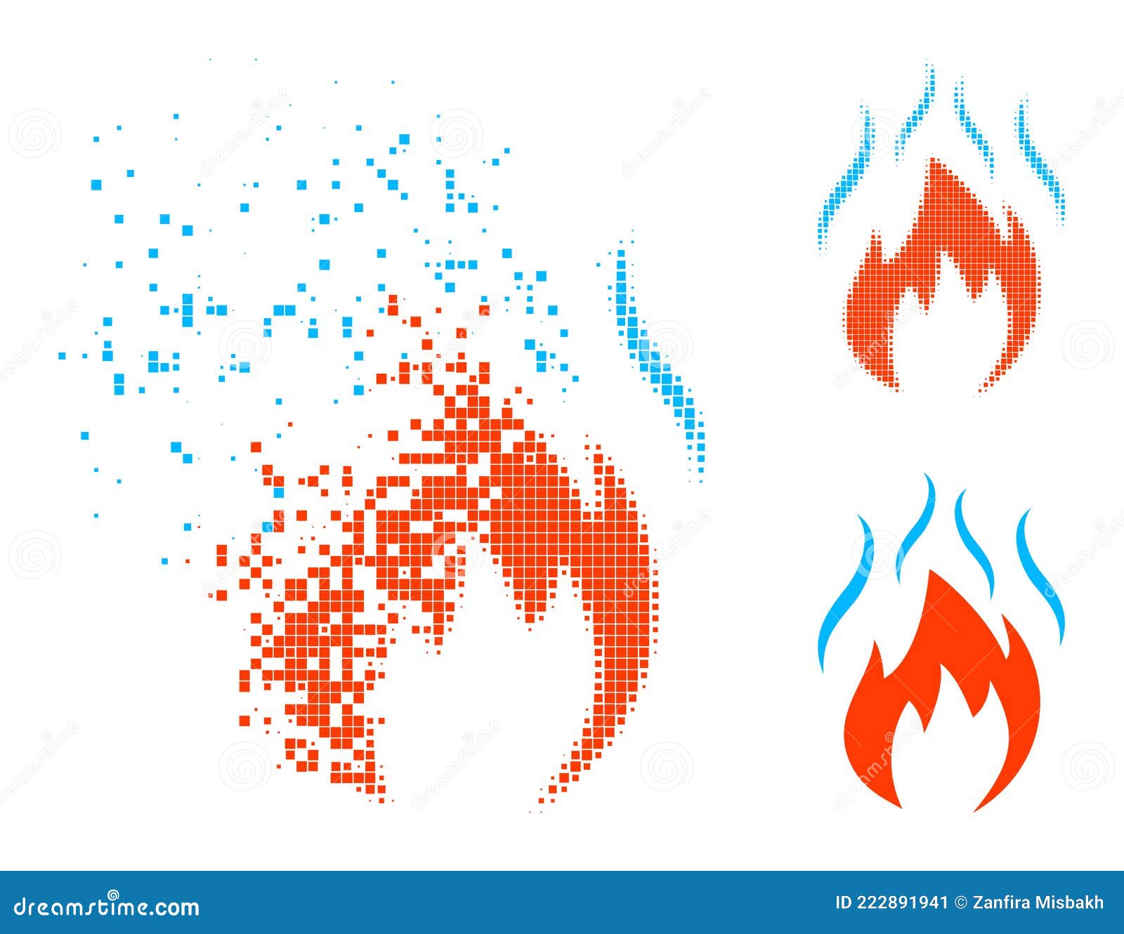 Dust Dot Fire with Smoke Glyph with Halftone Version Stock Vector ...