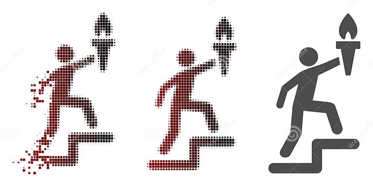 Dust Dot Halftone Climbing Leader with Torch Icon Stock Vector ... Dust Dot Halftone Climbing Leader with Torch Icon Stock Vector ...