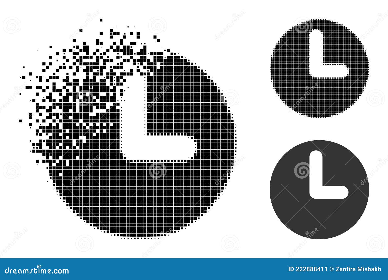 Damaged Pixel Time Icon with Halftone Version Stock Vector ...