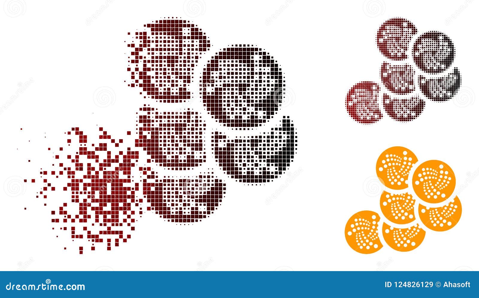 Dust Dotted Halftone Iota Coins Icon Stock Vector - Illustration of ...