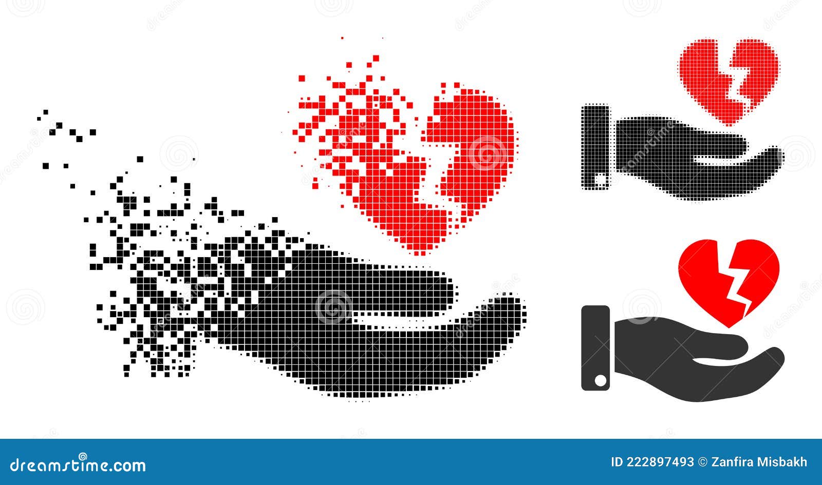 Dust Dotted Hand Offer Broken Heart Glyph with Halftone Version Stock ... Dust Dotted Hand Offer Broken Heart Glyph with Halftone Version Stock ...