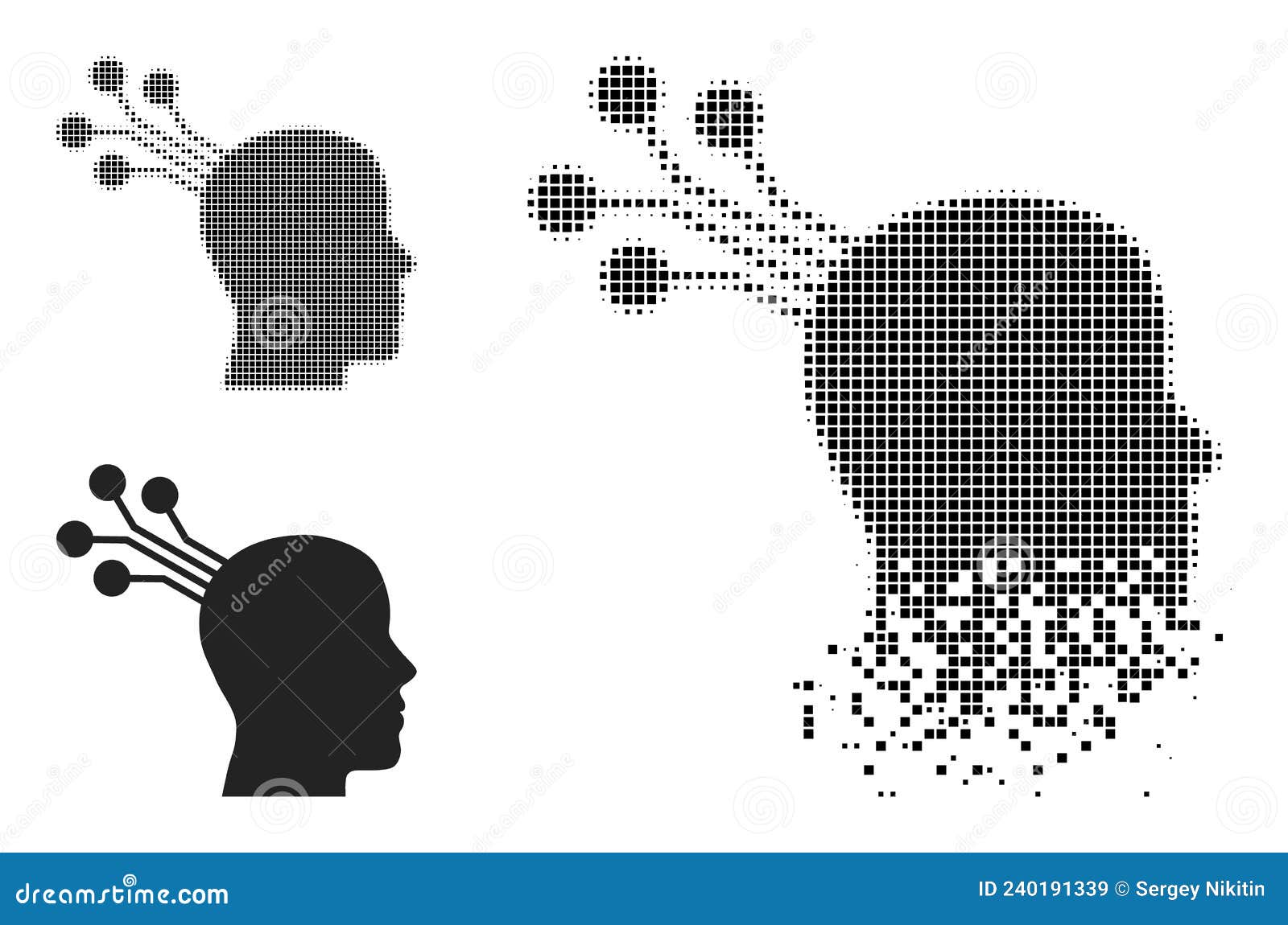 Dust Dotted and Original Brain Machine Interface Icon Stock Vector ...