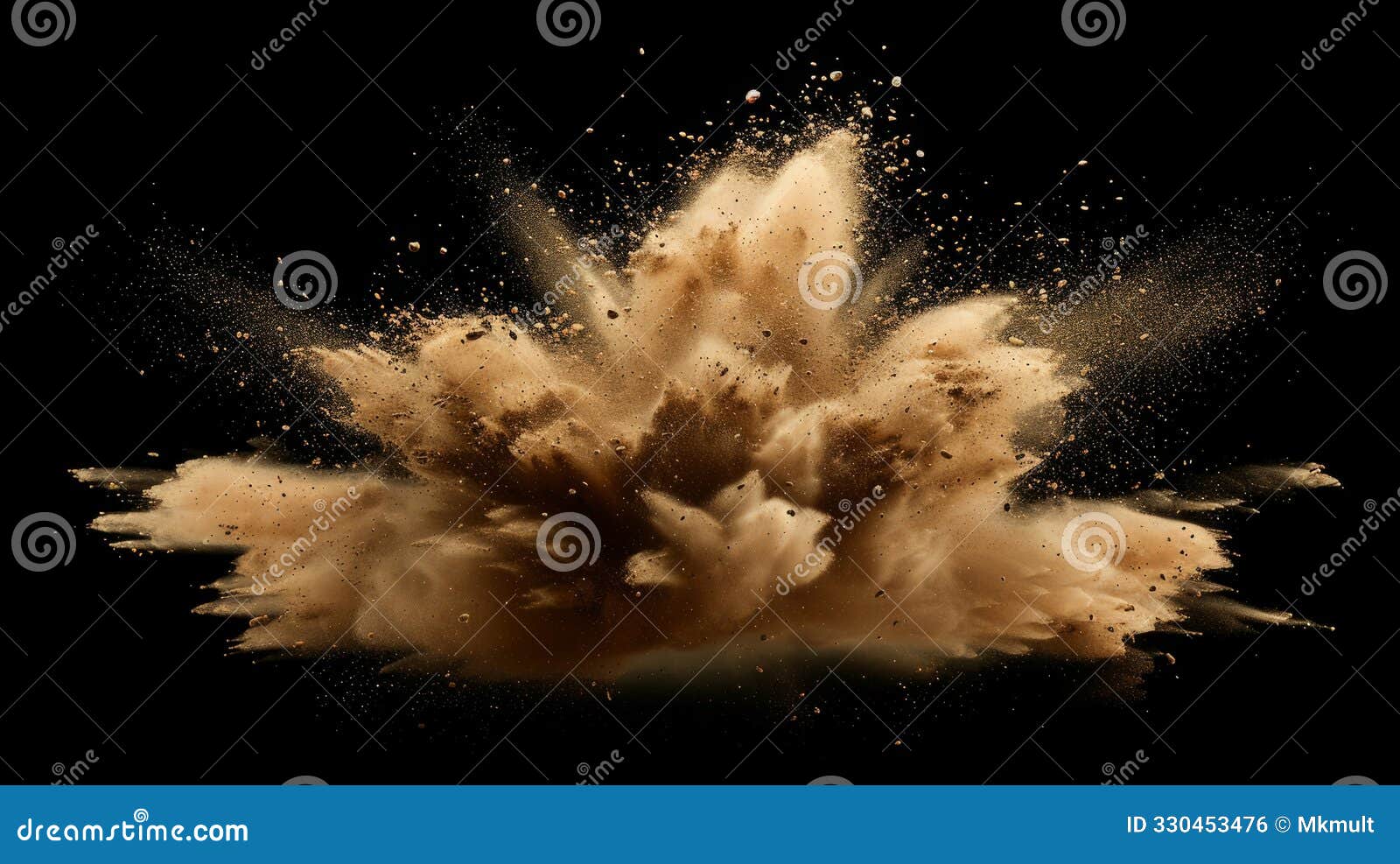 Dust Explosion in Dark Background with Dynamic Splatter Effect Stock ...